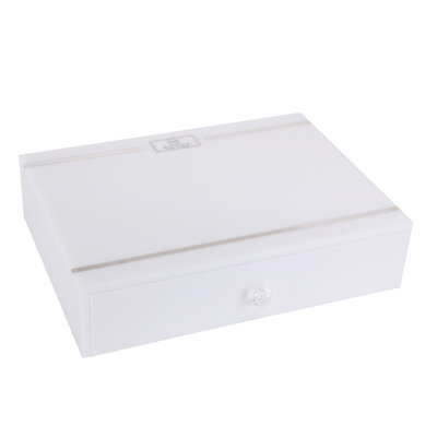 White acrylic with stainless stick tea box can hotel supply