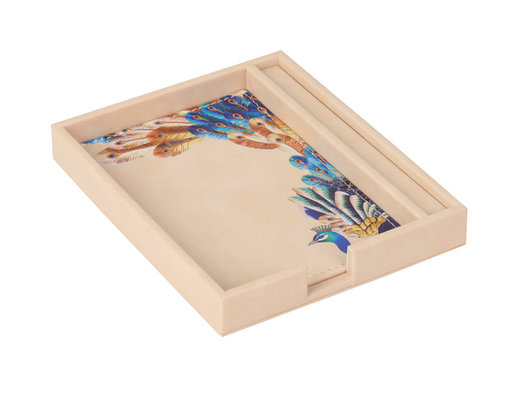 beige print animal pattern  hotel leather memo box case supplies for 5-star hotel