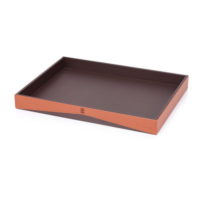 Free sample 400*300*30mm leather drinks tray for 5-star hotel guestroom supplies