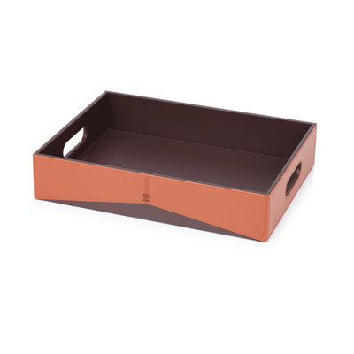 Free sample 400*300*30mm leather drinks tray for 5-star hotel guestroom supplies