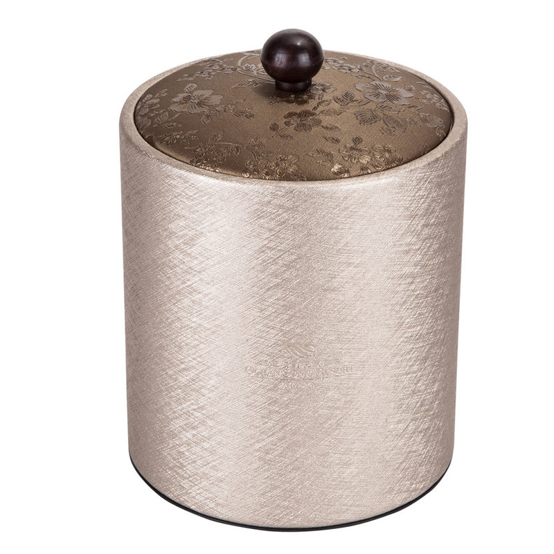 China beige flower pu leatherette ice bucket factory for 5-star hotel guest supply