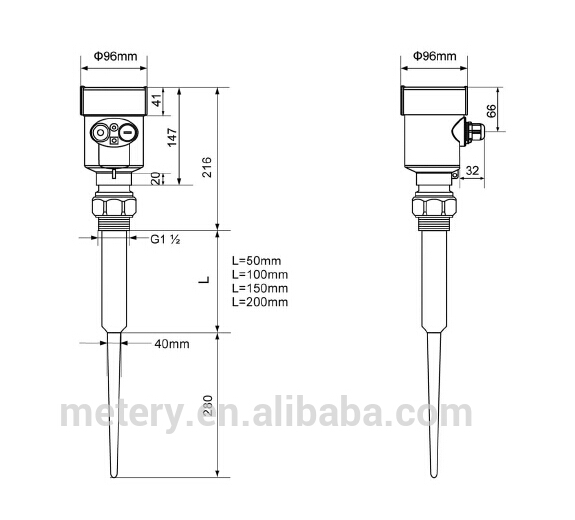 High frequency Radar level indicator MT100RL 4-20MA Flange or Thread