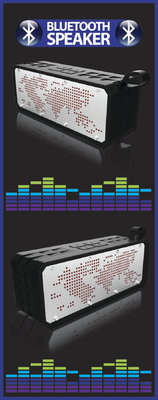 Black hands free water resistant portable bluetooth speakers for laptop computers