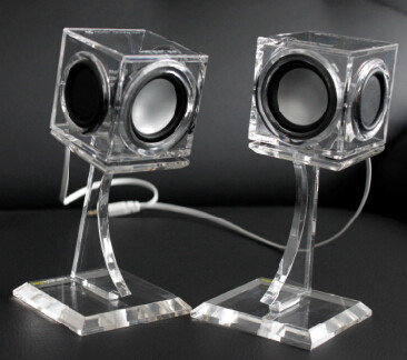 Transparent crystal USB desktop speakers , unique design crystal clear sound speakers