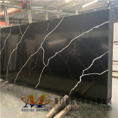 China Calacatta Black Quartz Stone Slabs