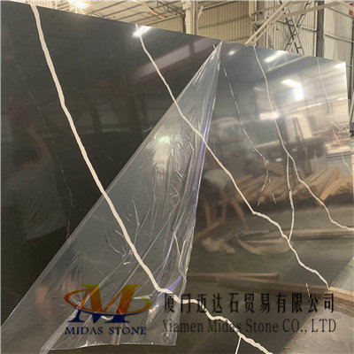 China Calacatta Black Quartz Stone Slabs