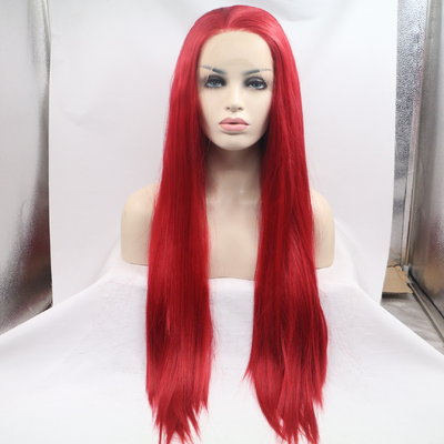 irisbobs Hand-woven front lace chemical fiber wig matte high temperature silk long straight hair comfortable rose