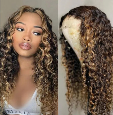irisbobs women's long curly hair, medium split dyeing, machine-made chemical fiber headwear S321