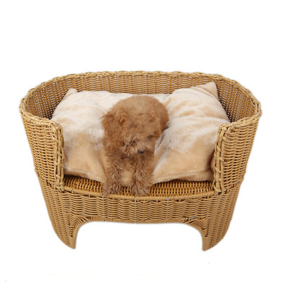 durable indoor rattan sofa shape pet bed PE wicker dog bed