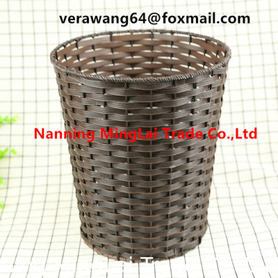 Wholesale hot selling gray roundness Hand weaving eco-friendly Rattan garbage basket/waste bin/waste paper basket