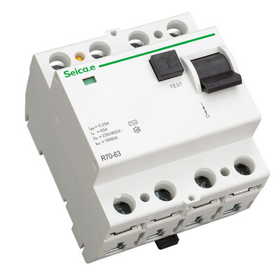 Din Rail Mounted Circuit Breakers , RCCB Handle Trips Ground Fault Circuit Breakers 