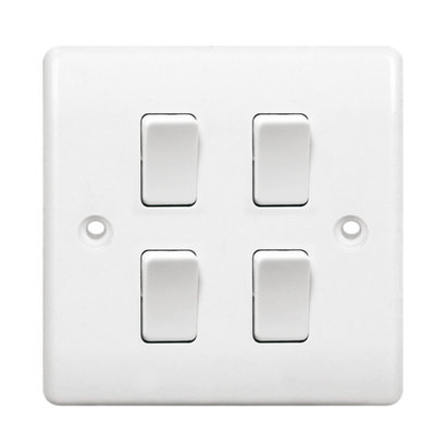 PC Material 4 Wall Electric Switches for Home / Factory / Hotal / School