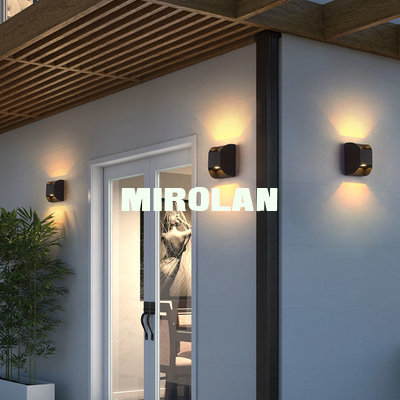 MIROLAN Wall Sconces,6W LED Aluminum Waterproof Wall Lamp,Black Square Outdoor Wall Light Up and Down 3000K Warm White