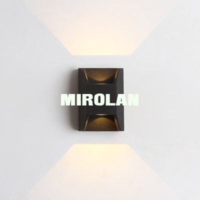 MIROLAN Wall Sconces,6W LED Aluminum Waterproof Wall Lamp,Black Square Outdoor Wall Light Up and Down 3000K Warm White