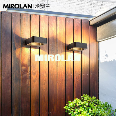 MIROLAN Outdoor Wall Lights,Gray Aluminum Up Down Wall Sconce Lamp IP54 7W 3000K Warm White LED Outdoor Lights