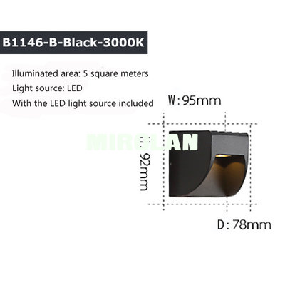 MIROLAN Wall Lamps, Black LED Outdoor Wall Sconce Lighting 3W, 3000K Modren Outside Patio Wall Lights IP65 Waterproof
