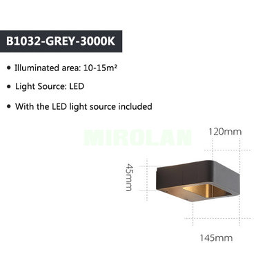 MIROLAN Outdoor Wall Lights,Gray Aluminum Up Down Wall Sconce Lamp IP54 7W 3000K Warm White LED Outdoor Lights