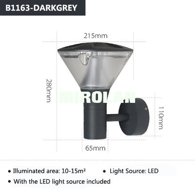 MIROLAN Rectangule Outdoor Wall Lights,Patio Dark Gray Aluminum Modern LED Wall Lamp IP54