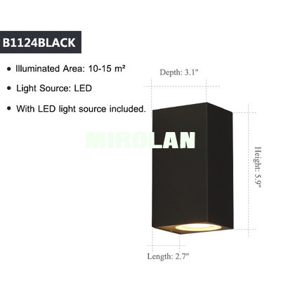 MIROLAN Outdoor Wall Light Fixture 10W , LED Outdoor Wall Lamp Modern Porch Light 5.9*3.1*2.7 inches