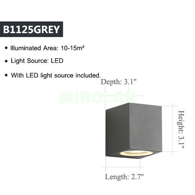 MIROLAN Grey Square Wall Sconce Light Up and Down Modern Simplicity Style Aluminum Housing