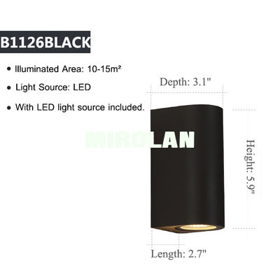 MIROLAN Patio Wall Lights , Black LED Outdoor Wall Lights 10W Aluminum Housing 5.9*3.1*2.7"