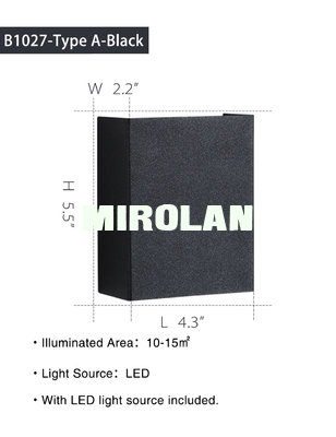 MIROLAN Rectangular Up and Down Wall Sconce 12 Watts 3000K Black Exterior Wall Light Fixtures