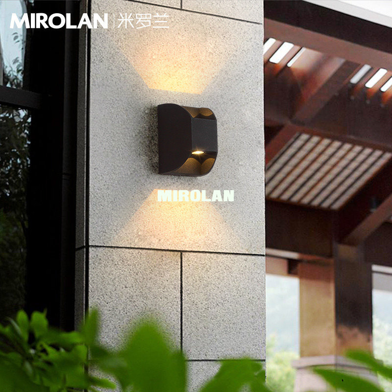 MIROLAN Wall Sconces,6W LED Aluminum Waterproof Wall Lamp,Black Square Outdoor Wall Light Up and Down 3000K Warm White