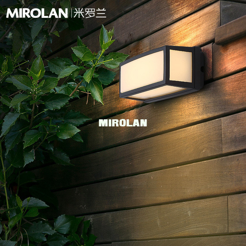 MIROLAN Rectangule Outdoor Wall Lights,Patio Dark Gray Aluminum Modern LED Wall Lamp IP54