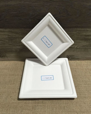 6inch disposable bagasse plate square sugarcane firber tableware