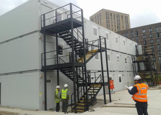 Triple Storey 48 Bay Prefab Building For Welfare / Flat Pack Office Container Portable
