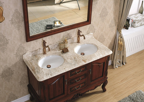 Luxury Classic Bathroom Cabinets With Double Sink Bathroom Vanity Marbel Countertop