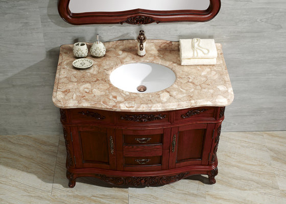 Dark Color Classic Bathroom Cabinets Water Proof Solid Wood Hotel Funiture