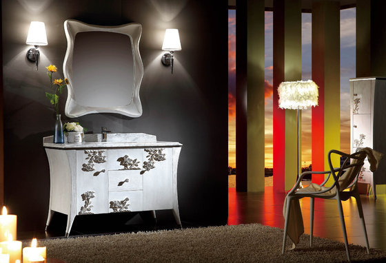 Hand Made Flower Decoration Floor Standing Vanity Unit For Bathroom