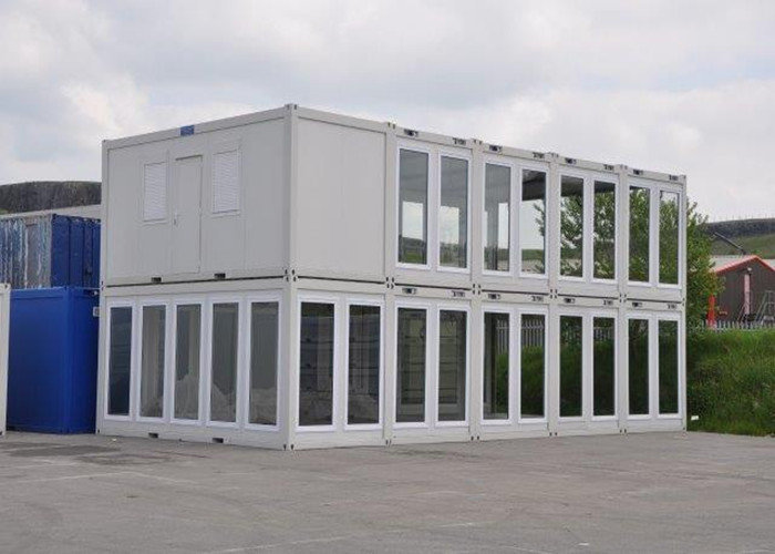 Prefab Modular Housing Two Storey Sliding Glass Wall Flat Pack Container House UK
