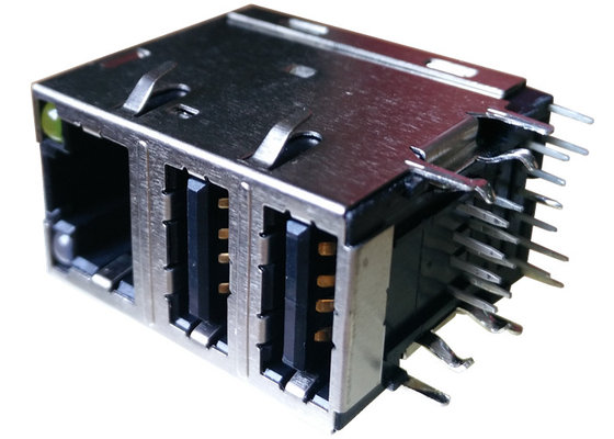 08C2-1X1T-36 With Dual USB Conn Magjack 3Port 100 Base-T RJ45 Shielded