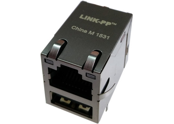 1-1840012-2 Gigabit RJ45 USB Connector 1840012-1 USB para Rj45 Stacked Rj45 USB