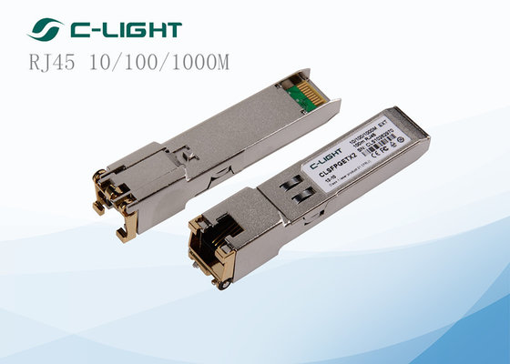 RJ45 Port SFP Optical Transceiver 10 / 100 / 1000M Reach 100m
