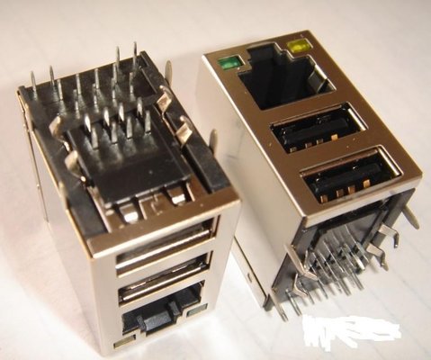 RJ45 + USB*2 RJ45 Jack с 100/1000 модулями Основания-T магнитными