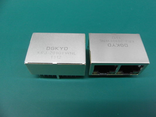 Right Angle Net Bridge Ethernet 8P8C Connector Rj45 With LED and 1 x 2 Double Port