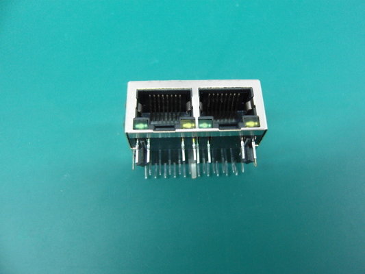 1 X 2 Ethernet IEEE 10P8C 10 Pin RJ45 Connector 10 / 100 / 1000Base for CAT5 CAT6