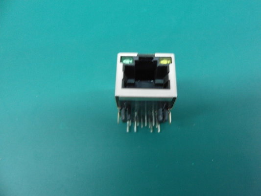 90 Degree LED RJ45 Female Connector Single Port With Internal Magnetics