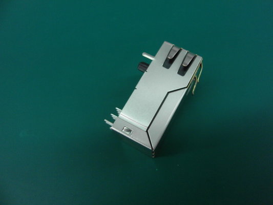 PCB Network 12 Pin 90 Degree RJ45 With Integrated Magnetics LED , Side Entry