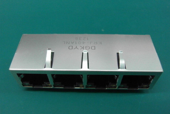 Connecteur 1 du port RJ45 de l'Ethernet 4 de gigabit d'ADSL de récipient x 4 21.3mm à angle droit