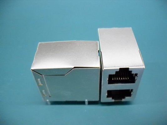 Gigabit 1000Base 2 Port Stacked RJ45 Modular Jack Vertical Without LED 2 X 1