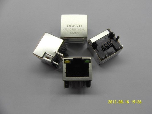 Right Angle Modular RJ45 Jacks with Transformer , W / Led RJ45 15.75mm