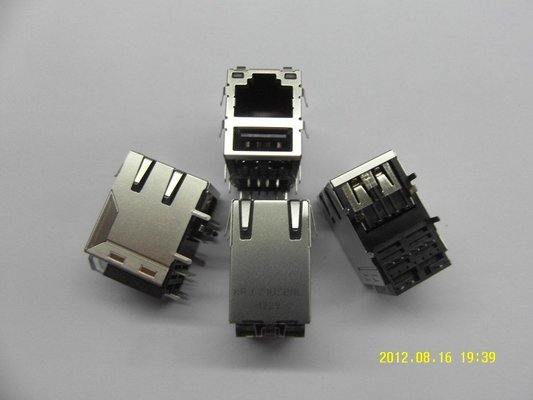 Commutateur RJ45 de récipient avec le transformateur, noir de PBT RJ45 de logement Jack avec USB simple