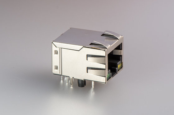 RJ45 verticale con porto di Pin del trasformatore 8 il singolo con lo schermo e la femmina Jack del LED