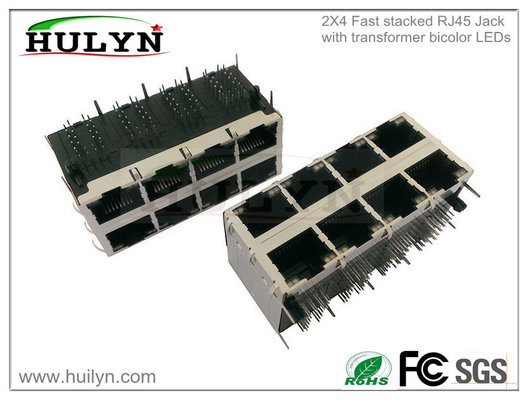2X4 Jack RJ45 с разъемом гигабита Transformer+LEDs