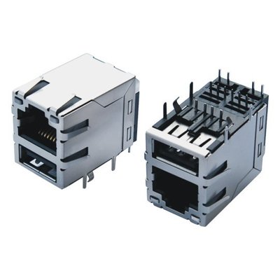 Миниая степень RJ45 USB 90 металла защищала разъем комбинированное 1X1Port 10Pin