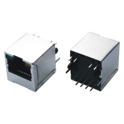 Вертикальное 10/100BASE RJ45 защищало разъем локальных сетей с СИД 180° 18.75mm